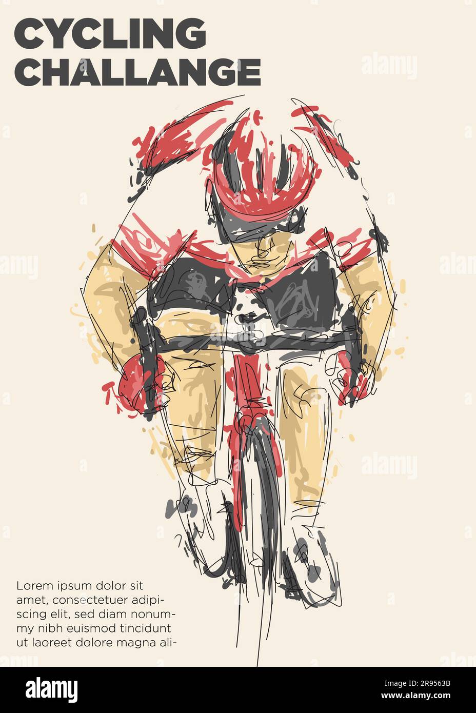 cyclist srinting. cycling challange event poster. distressed dry brush ...