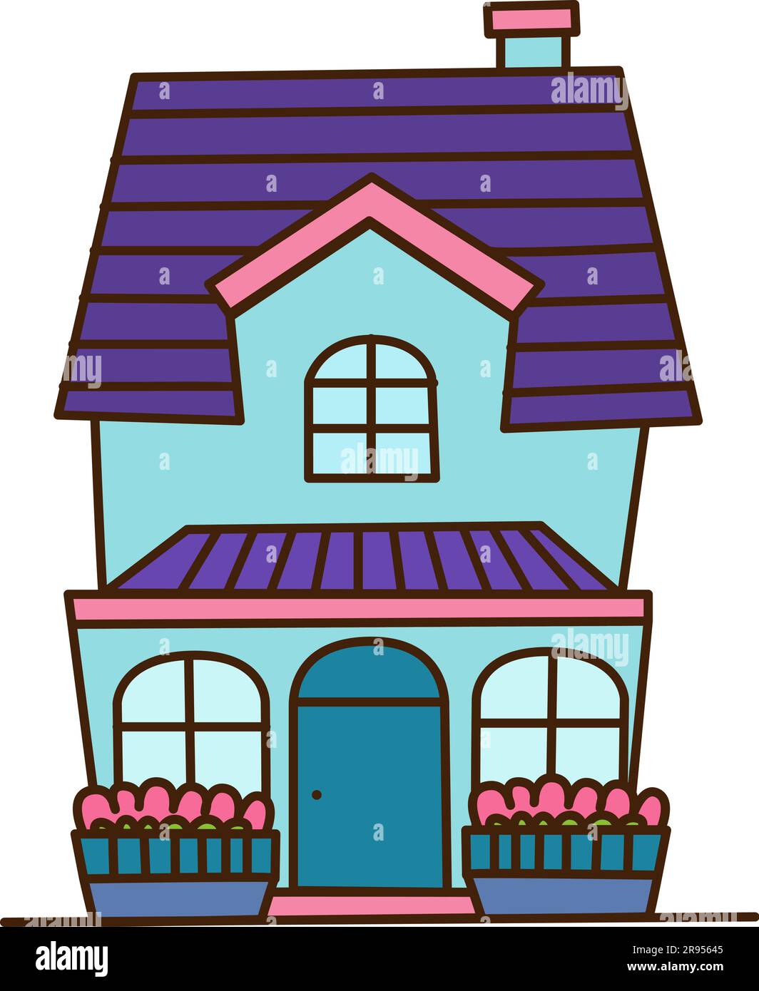 Vector cartoon purple house. Cute building. Child town illustration ...