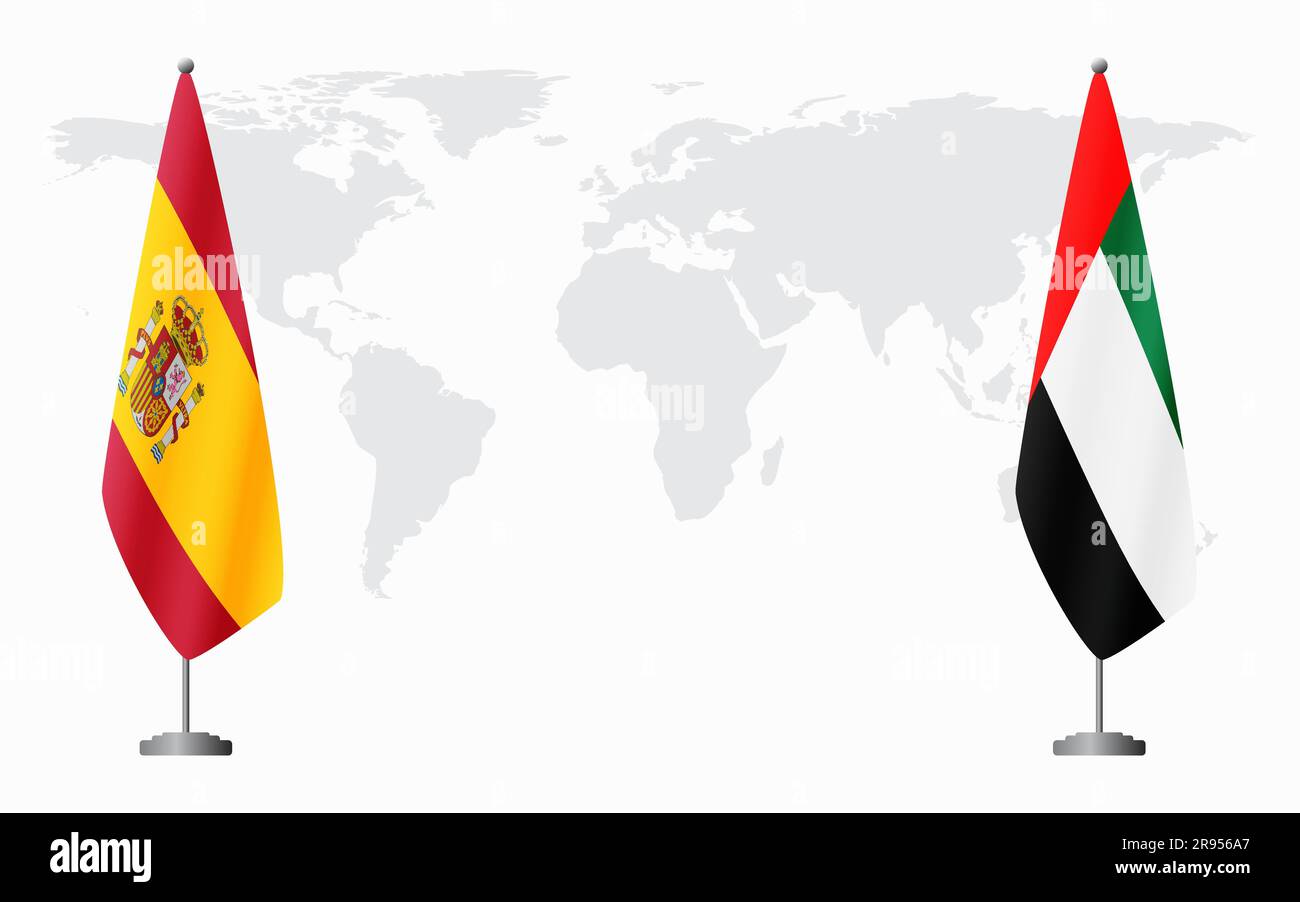 Spain and United Arab Emirates flags for official meeting against ...