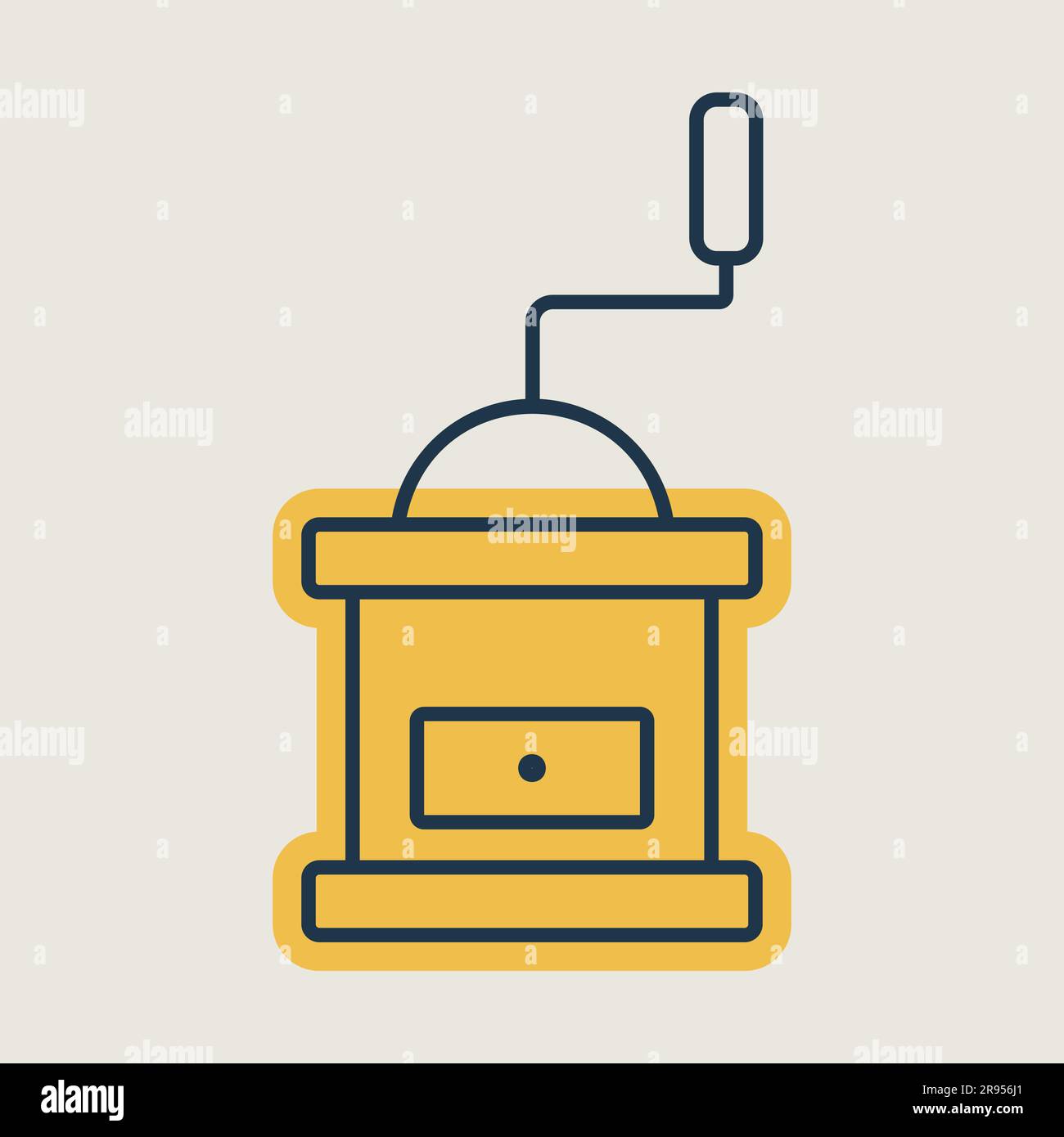 Classic coffee grinder in wooden case vector icon. Kitchen appliance ...