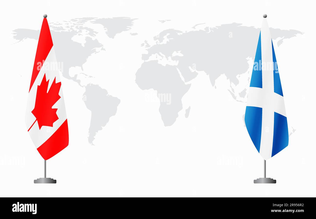 Canada and Scotland flags for official meeting against background of ...