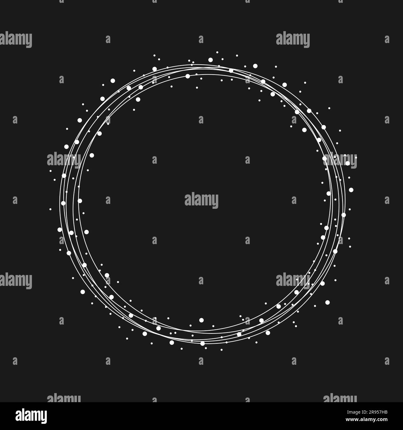 Round frame of linear circles and dots with copy space inside. Vector illustration Stock Vector ...