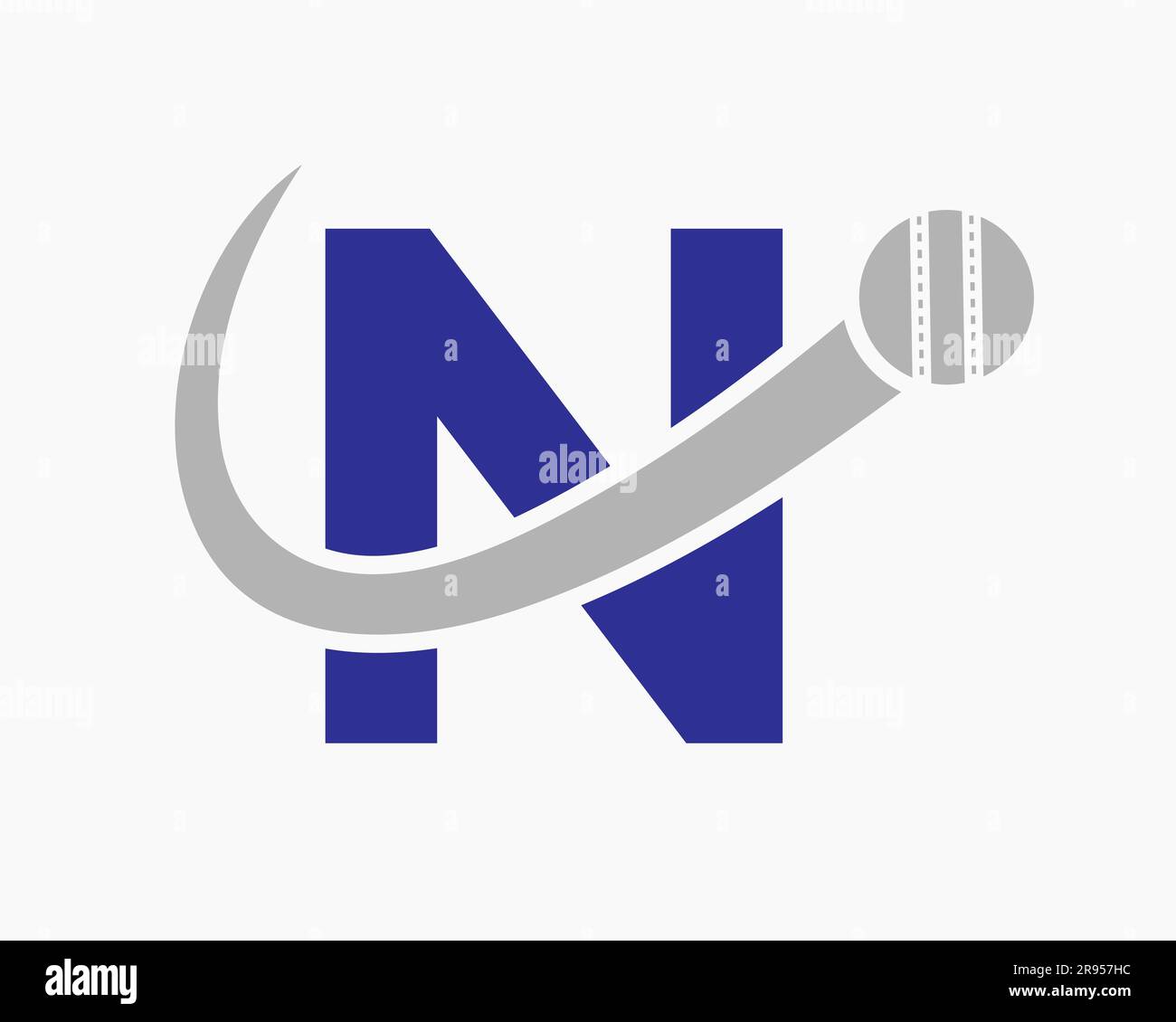 Letter N Cricket Logo Concept With Moving Ball Icon For Cricket Club ...