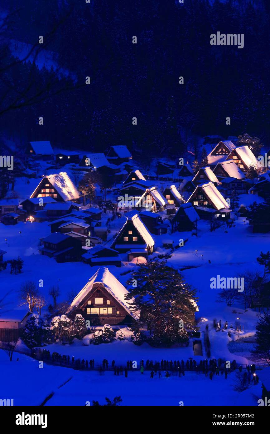 Joining hands village of Shirakawa-go light-up Stock Photo - Alamy