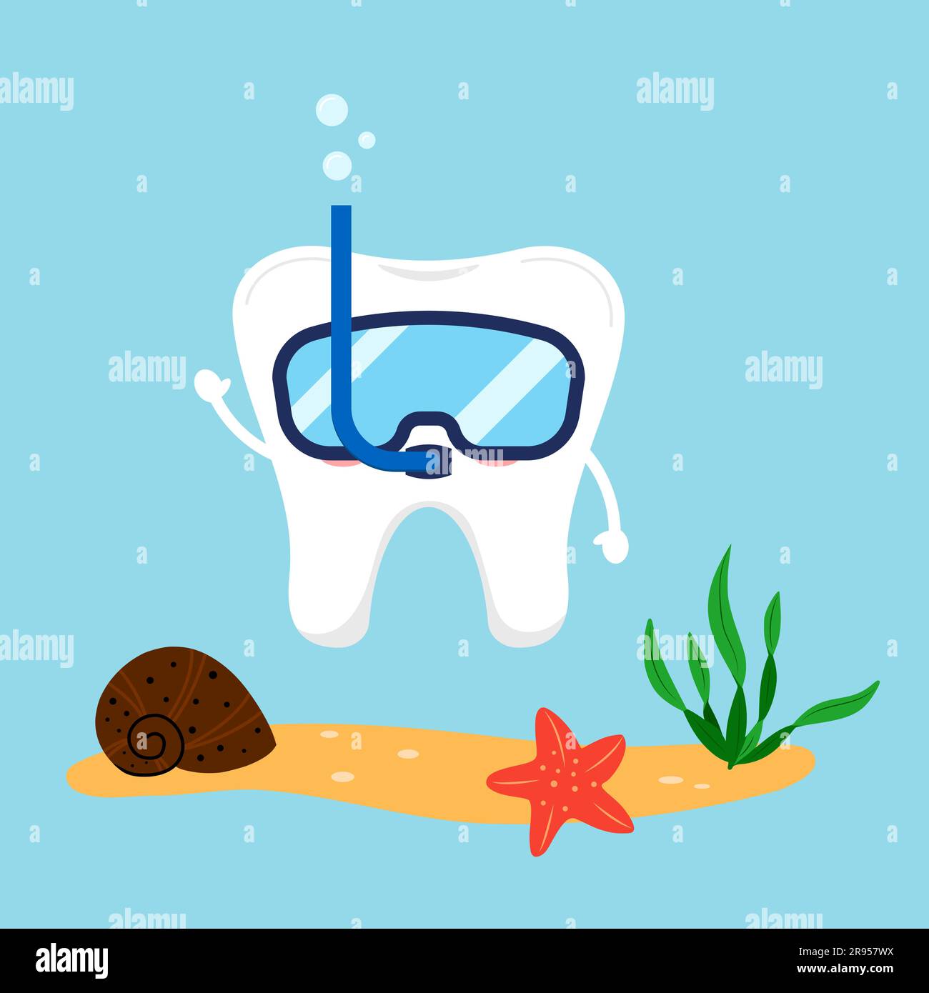 Cute tooth snorkeling with mask under water Stock Vector Image & Art ...