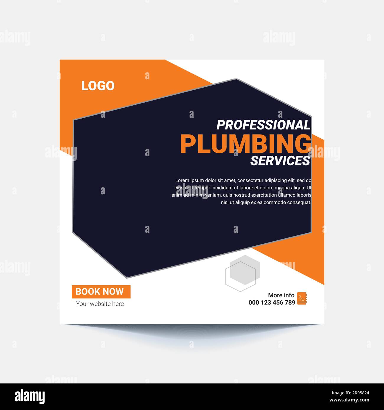 Plumbing service social media post template, plumber expert banner ...