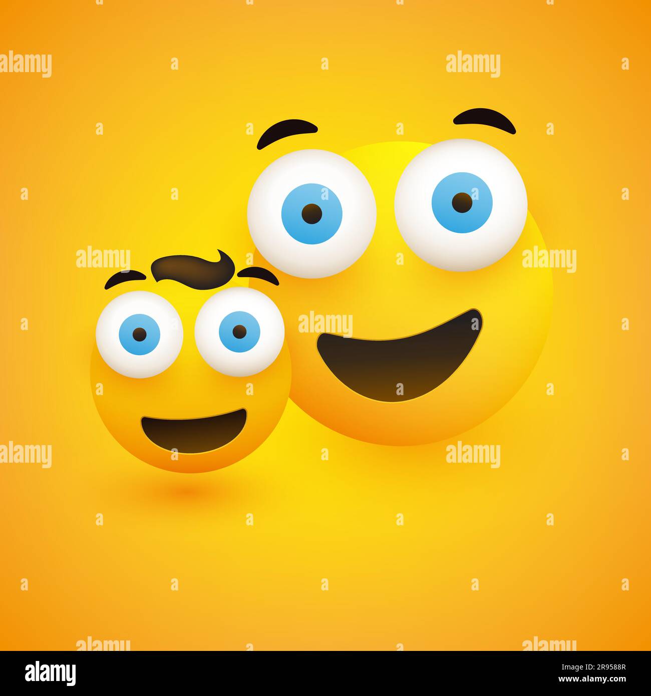 Couple of Smiling Emoji - Friends, Father and Son - Simple Happy ...