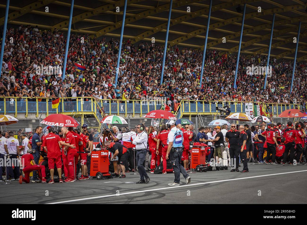 ASSEN - Atmosphere image of the audience in the main grandstand during ...