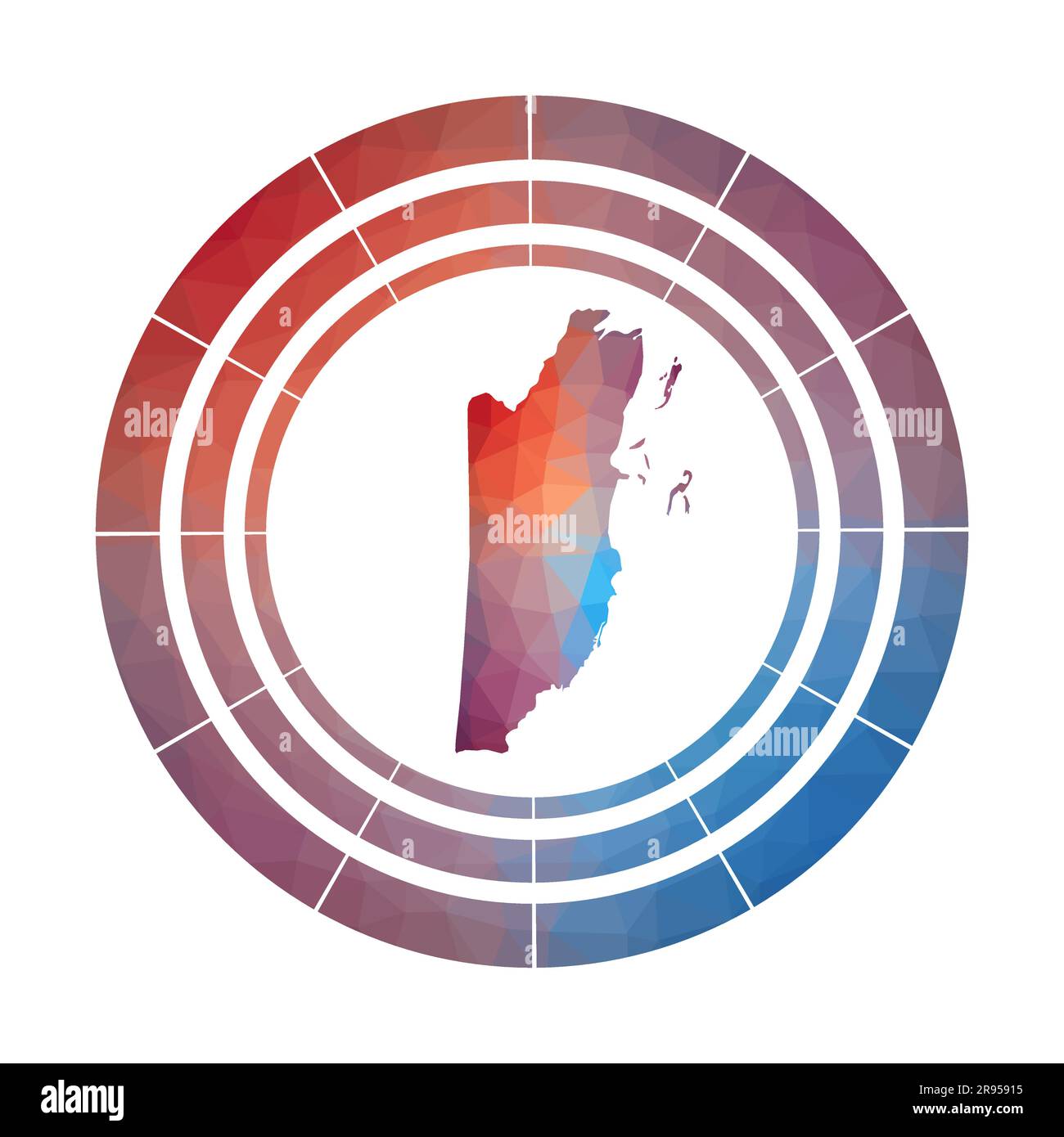 Belize badge. Bright gradient logo of country in low poly style ...