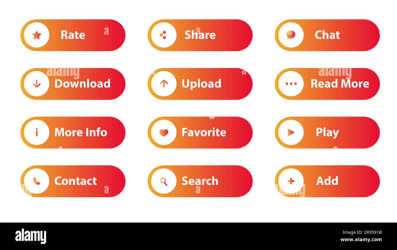 Web buttons flat design template with color gradient. Colorful ...