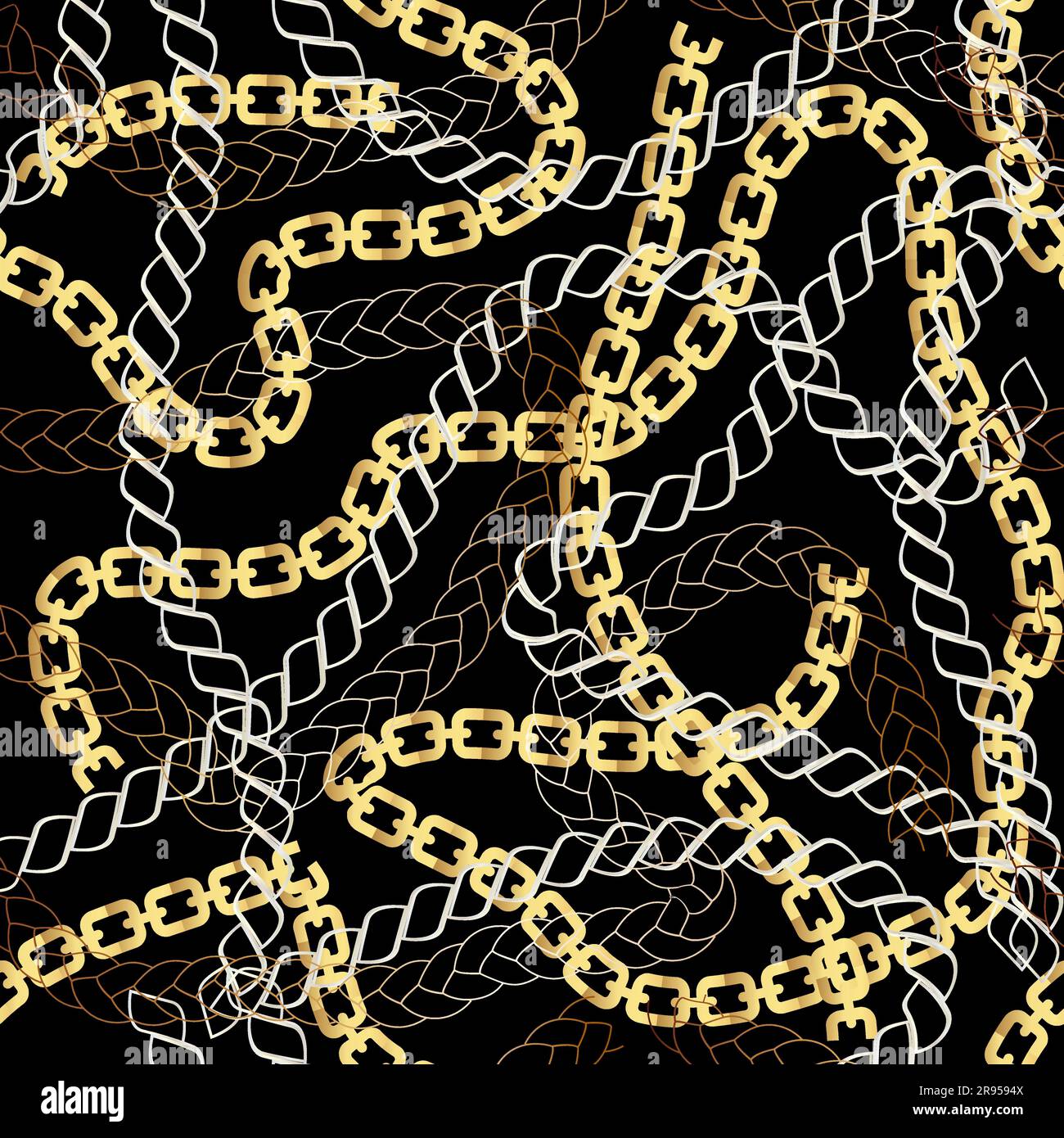 Fashion Seamless Pattern with Golden Chains. Print with gold chains on ...