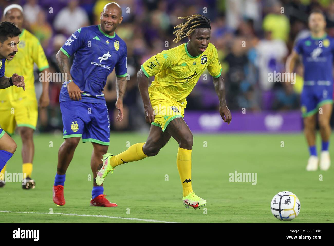 June 23, 2023: Team Ronaldinho VINI JR. (7) drives the ball during the ...