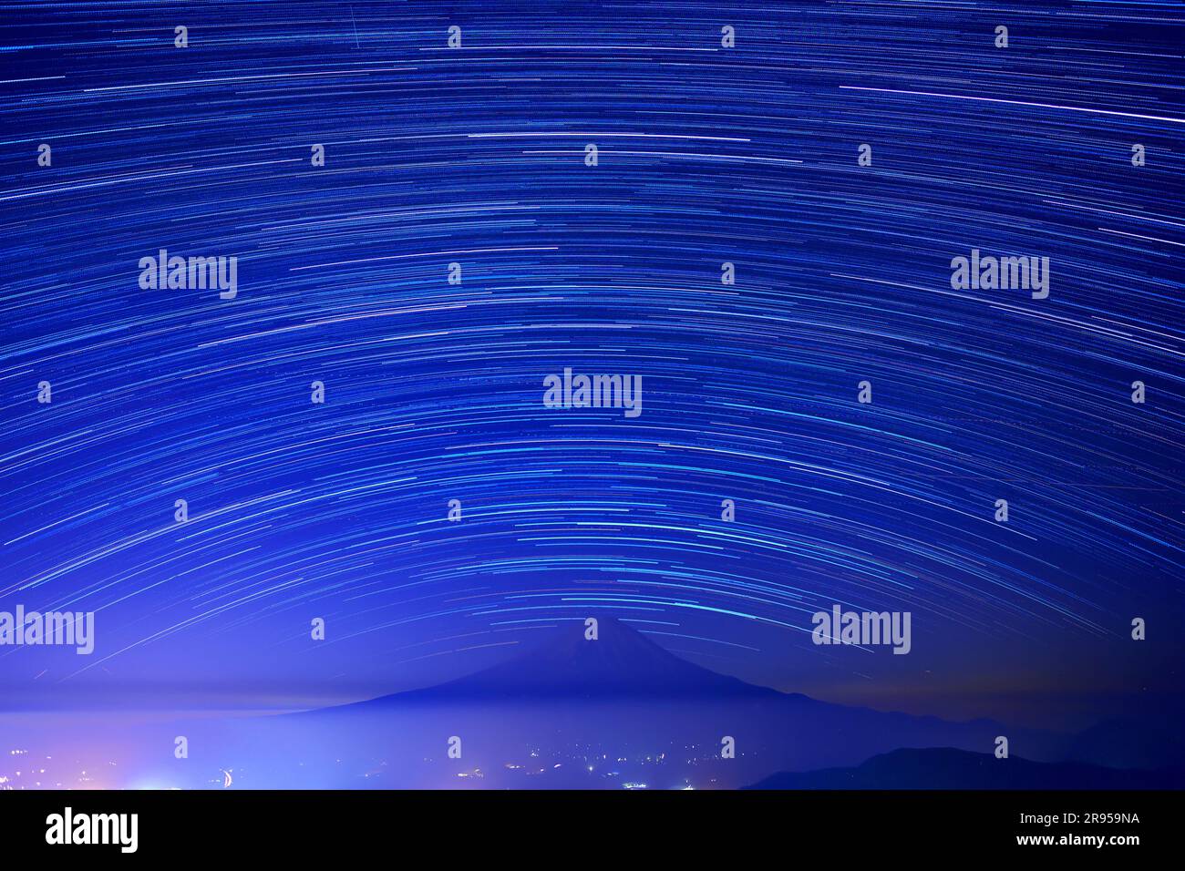 Mt. Fuji and stars' diurnal motion Stock Photo - Alamy