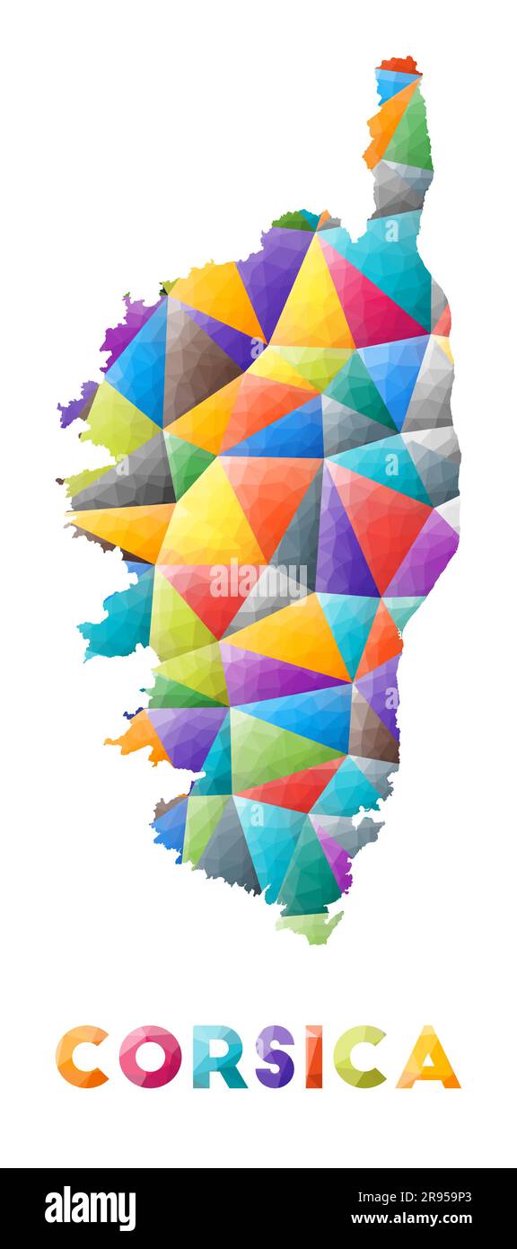 Corsica - colorful low poly island shape. Multicolor geometric ...