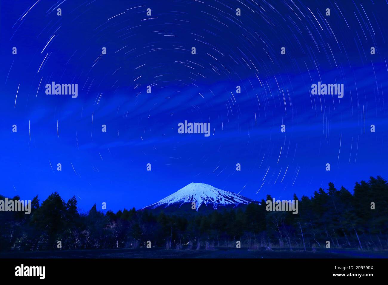 Mt. Fuji and stars' diurnal motion Stock Photo - Alamy
