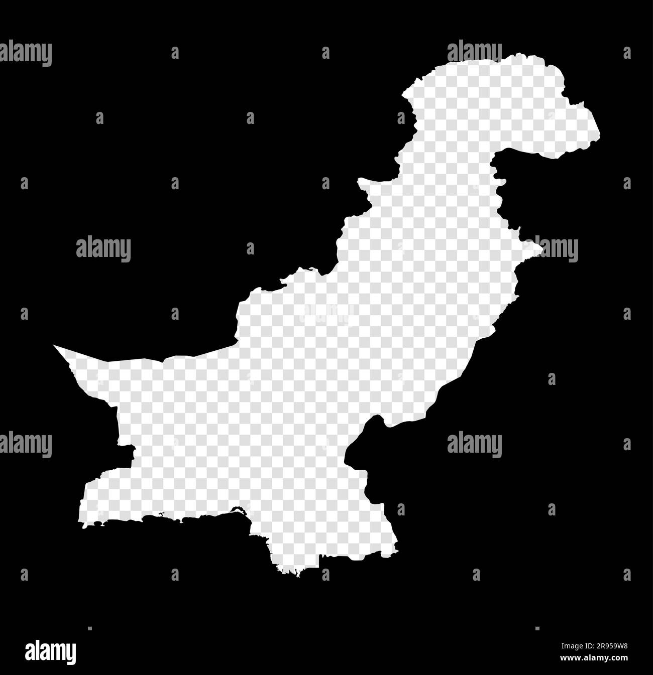 Stencil map of Pakistan. Simple and minimal transparent map of Pakistan ...