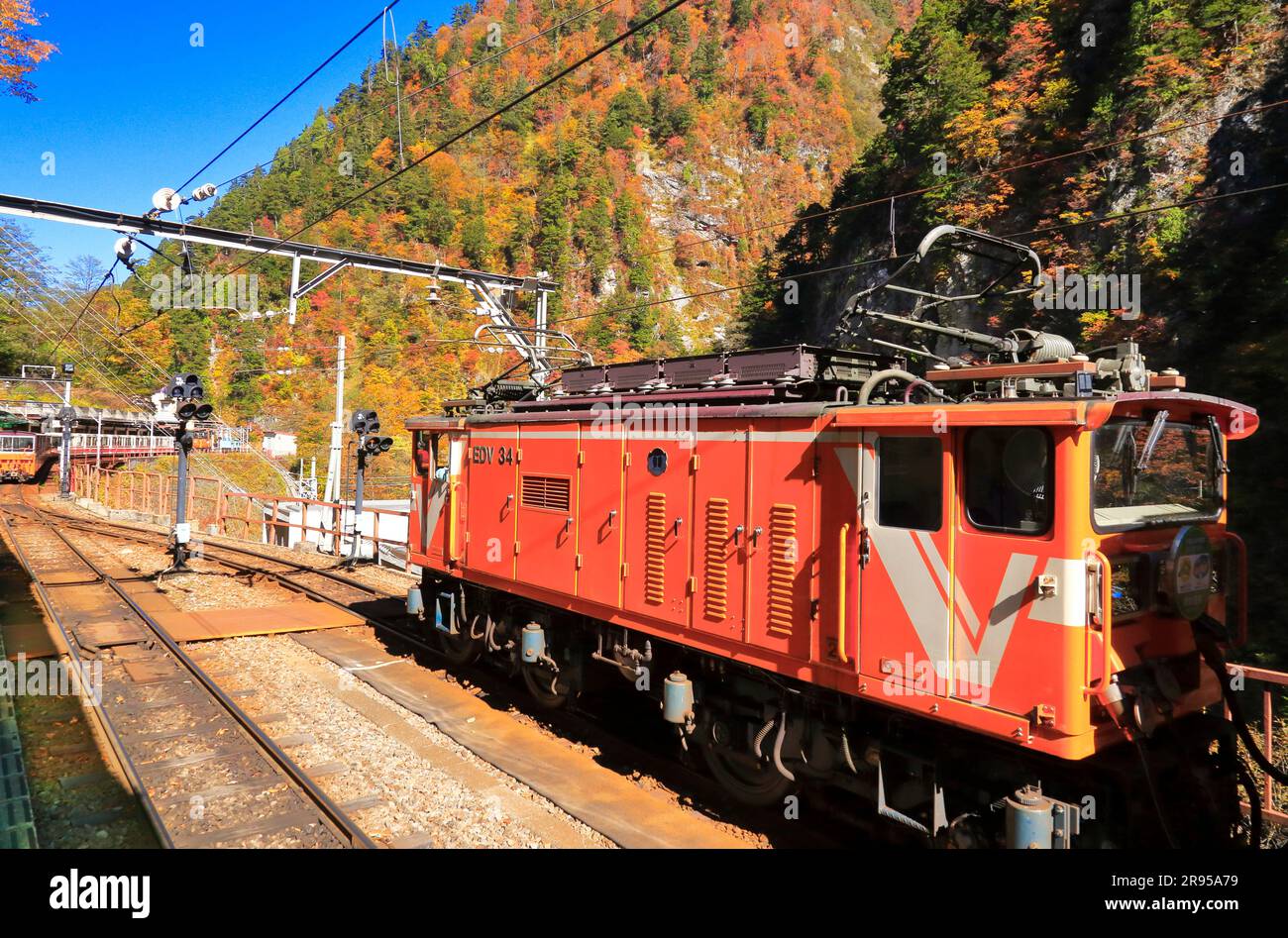 Kurobe Gorge Railway in Autumn Leaves Stock Photo - Alamy