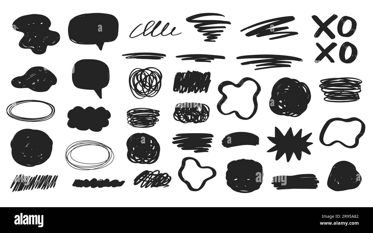 Hand Drawn Scribble Speech Bubbles Doodle Set Stock Vector Image & Art ...