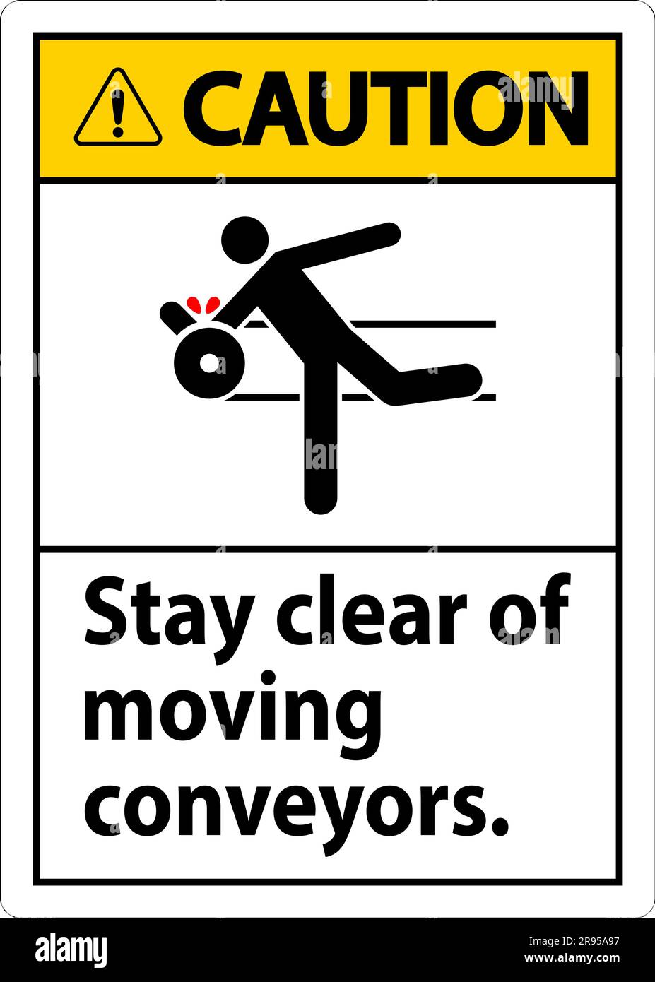 Caution Sign Moving Conveyors Stay Clear Stock Vector Image & Art - Alamy