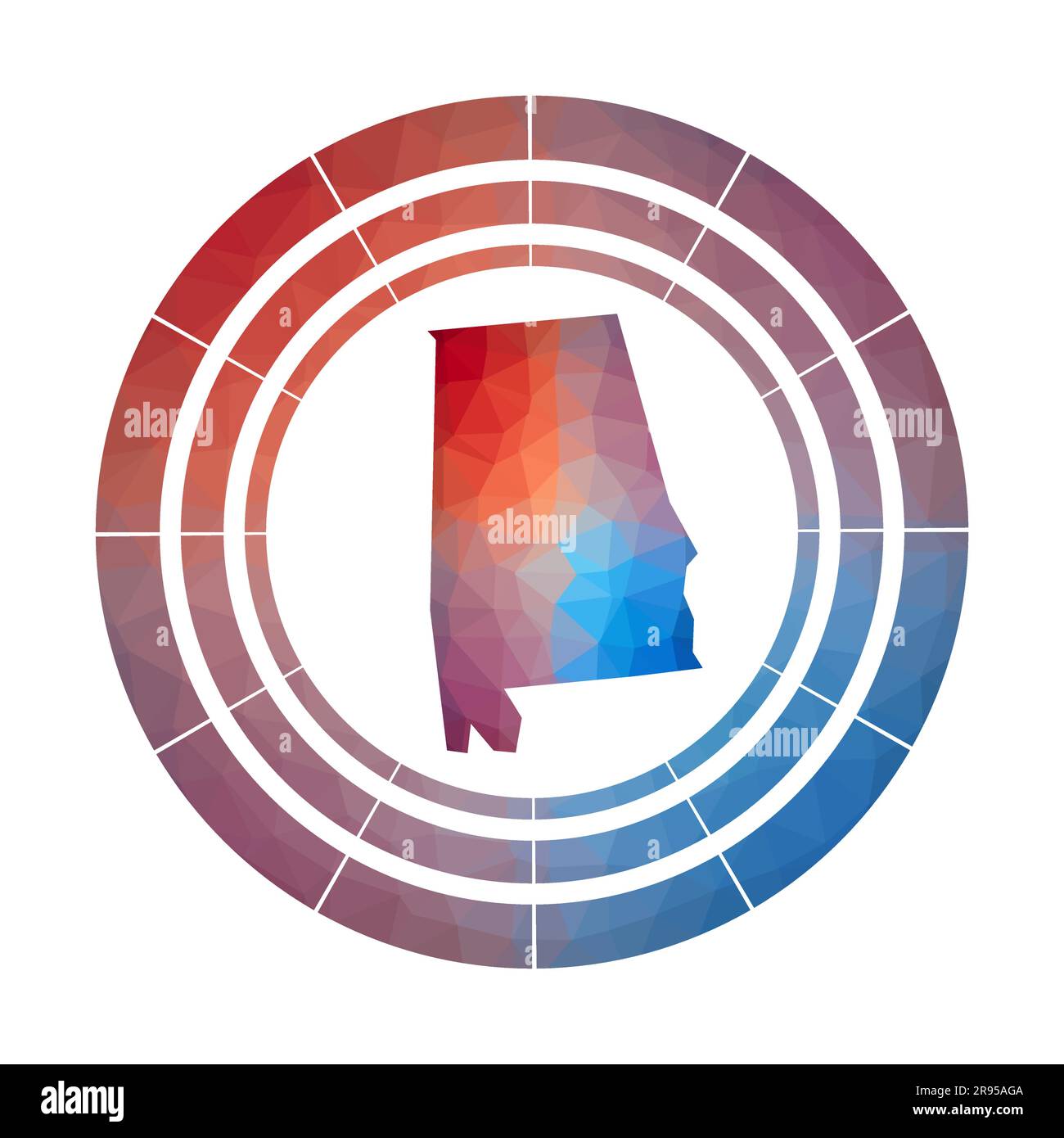 Alabama badge. Bright gradient logo of us state in low poly style ...