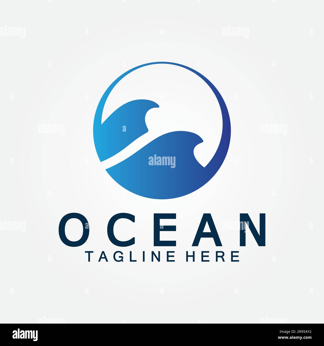 wavy blue ocean water letter O ocean wave logo design vector Stock ...