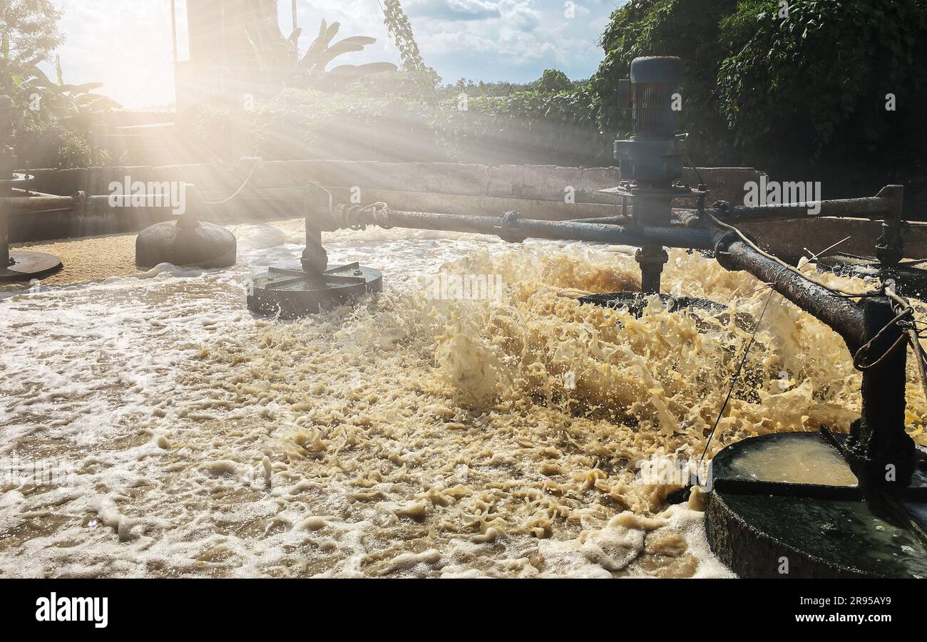 Machines are working hard to treat the wastewater from rubber scrap ...
