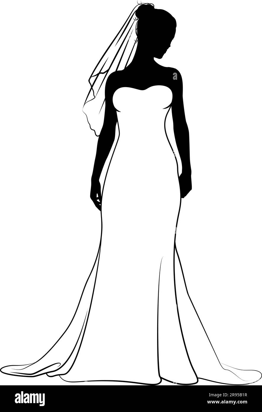 Bride Bridal Wedding Dress Silhouette Woman Design Stock Vector Image ...