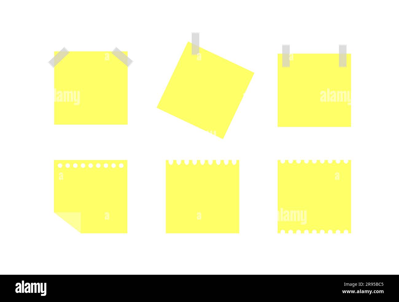 Vector set of yellow square note stickers on a white background Stock ...