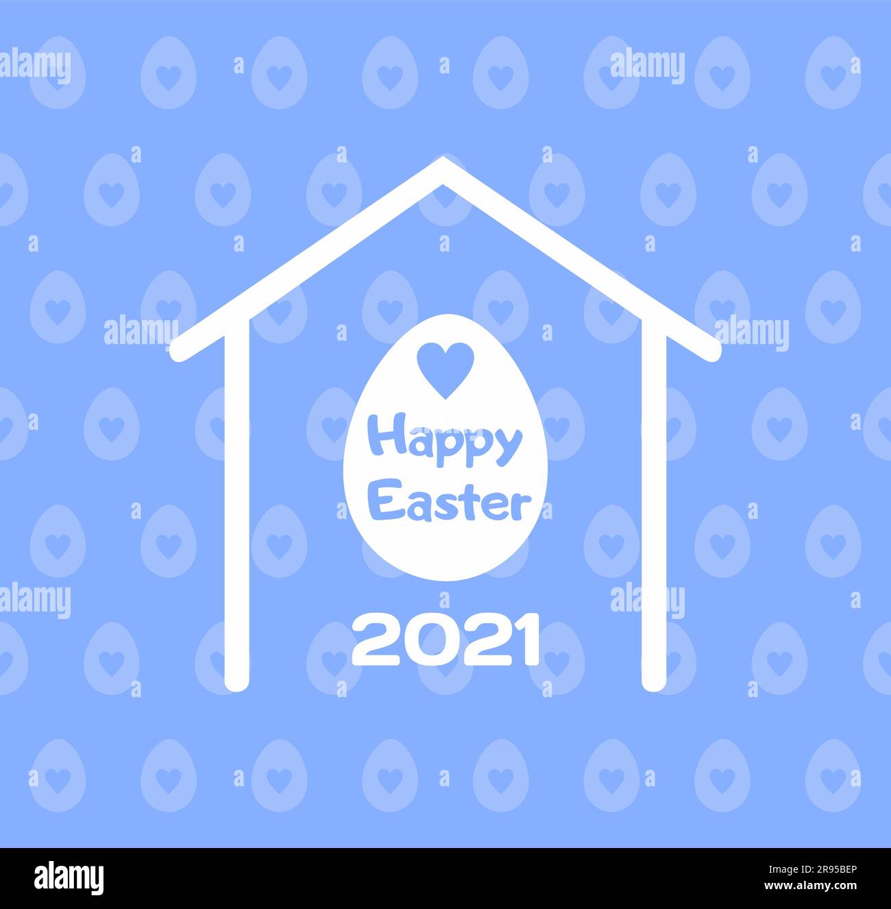 Happy Easter greeting card. White egg with text and heart inside white ...