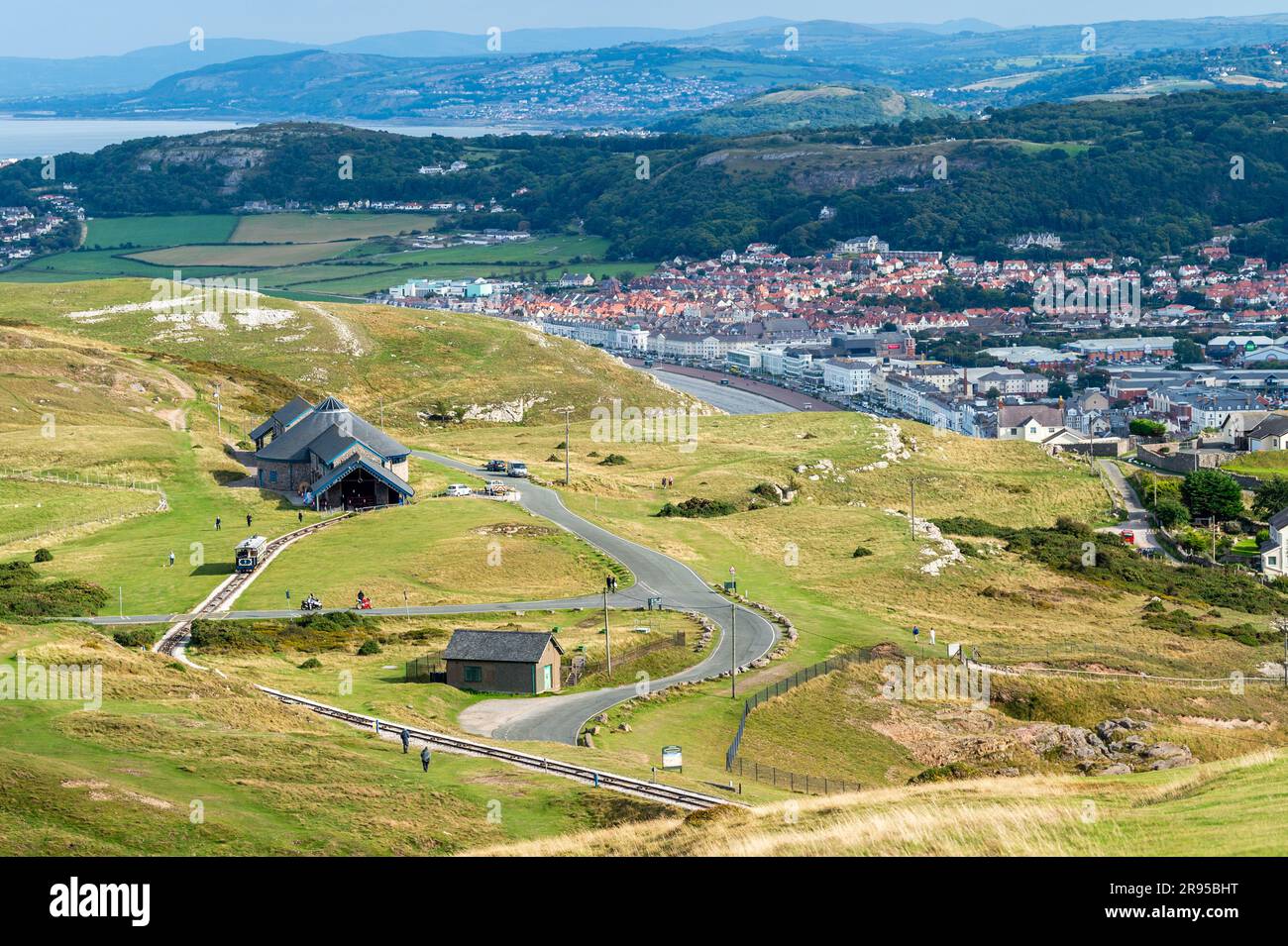 Great Orme Tramway Halfway Station with Llandudno, North Wales, UK in ...