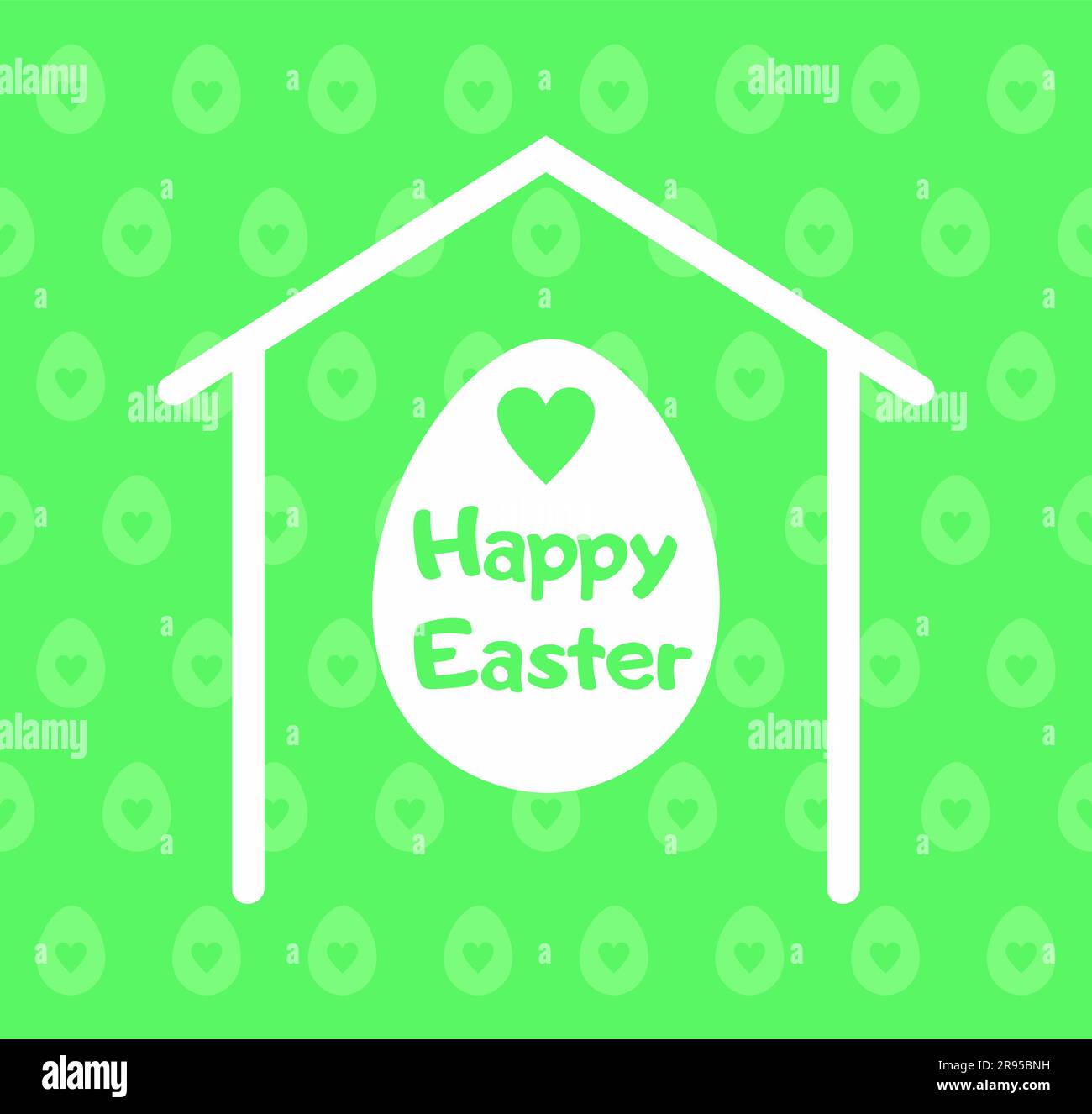 Happy Easter greeting card. White egg with text and heart inside white ...
