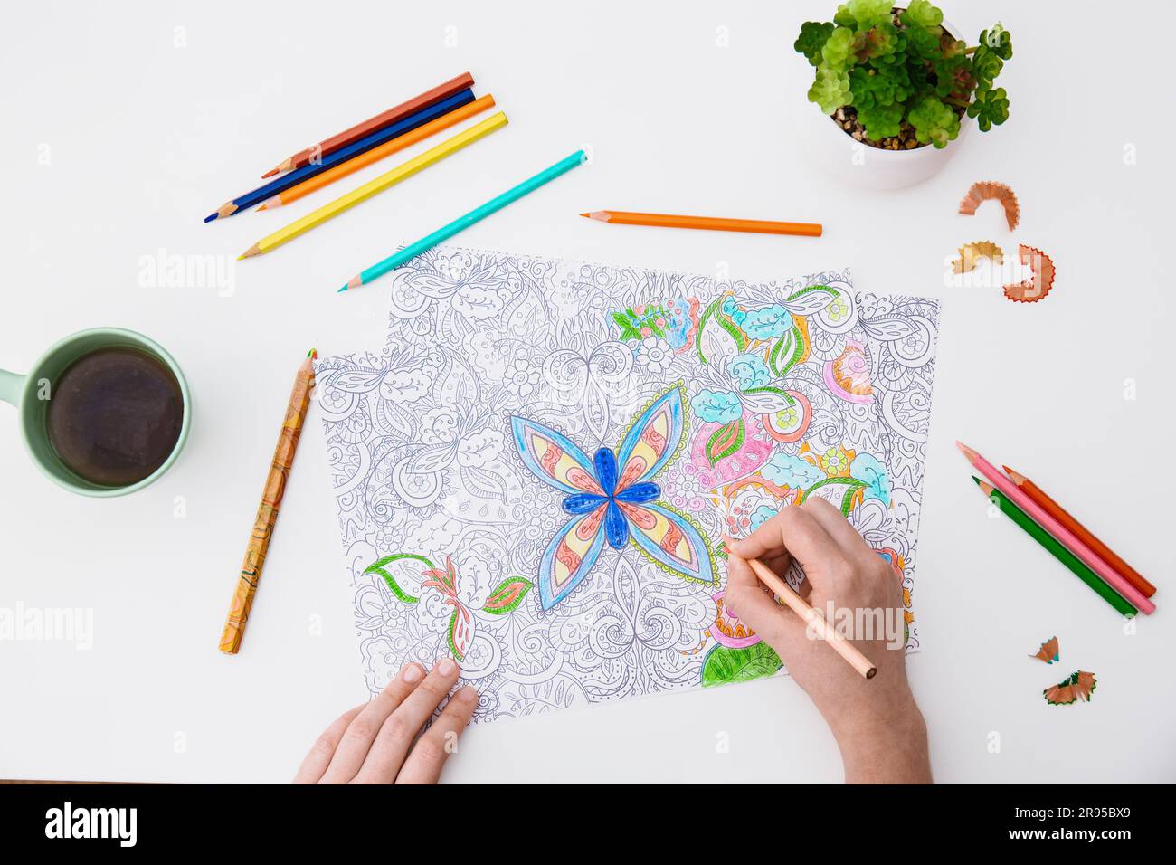 Adult coloring anti stress page or coloring book, self care and mental ...