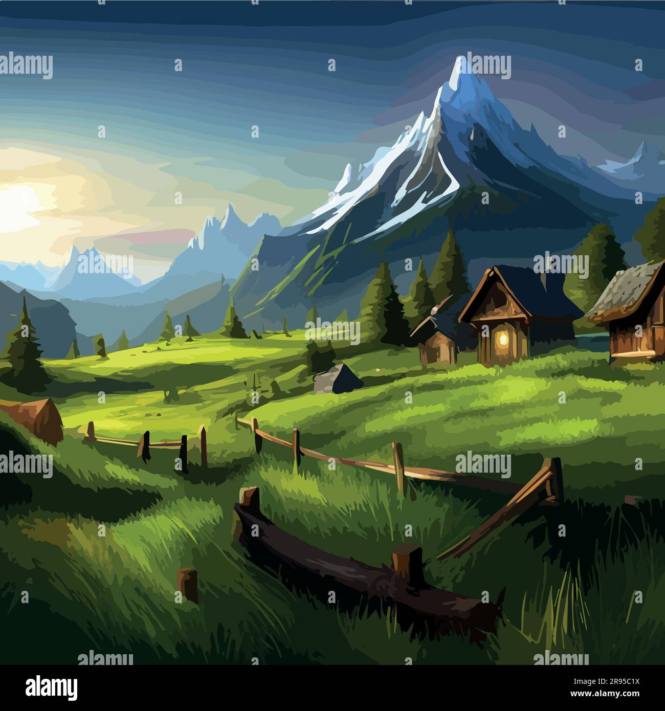 Swiss alps panorama Stock Vector Images - Alamy