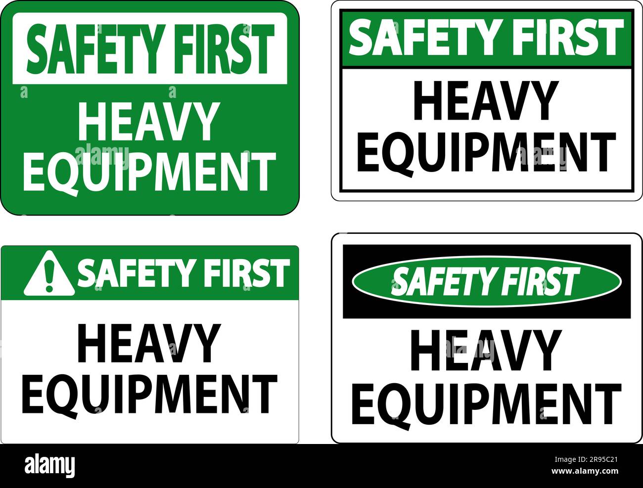 Safety First Sign Heavy Equipment On White Background Stock Vector ...