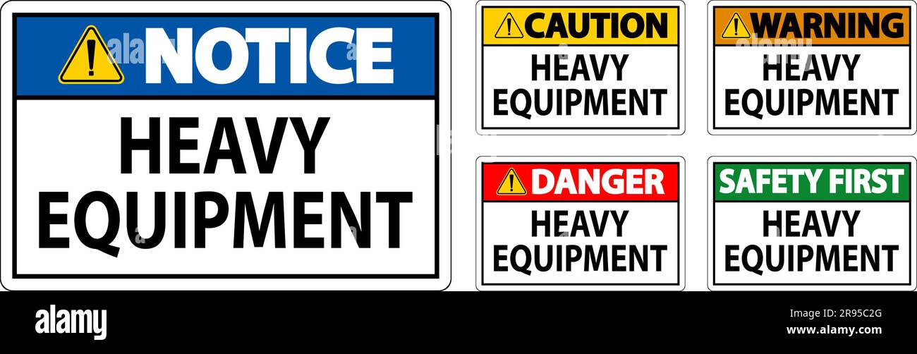 Caution Sign Heavy Equipment On White Background Stock Vector Image ...