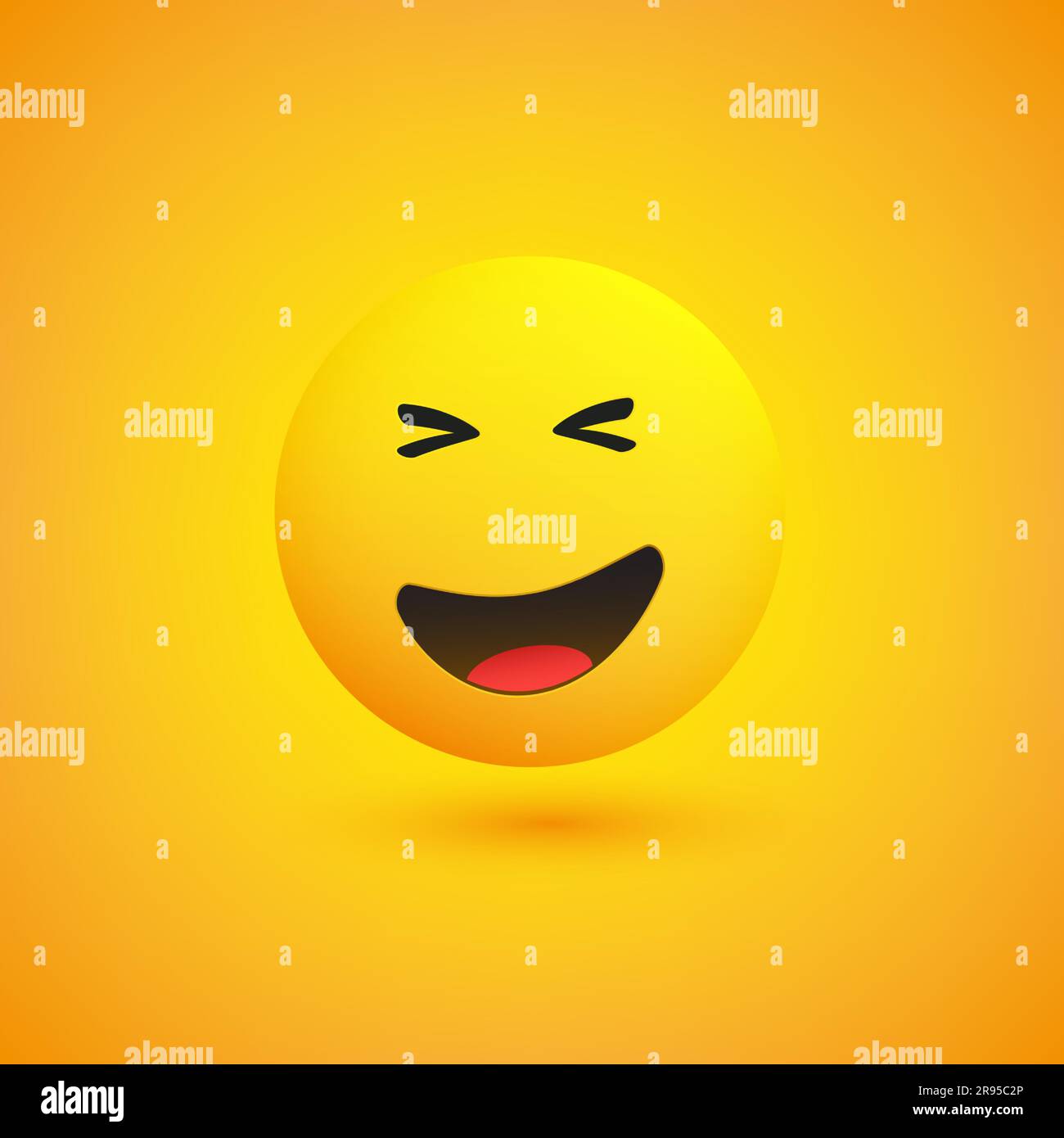 Grinning, Squinting Emoji - Simple Emoticon on Yellow Background ...