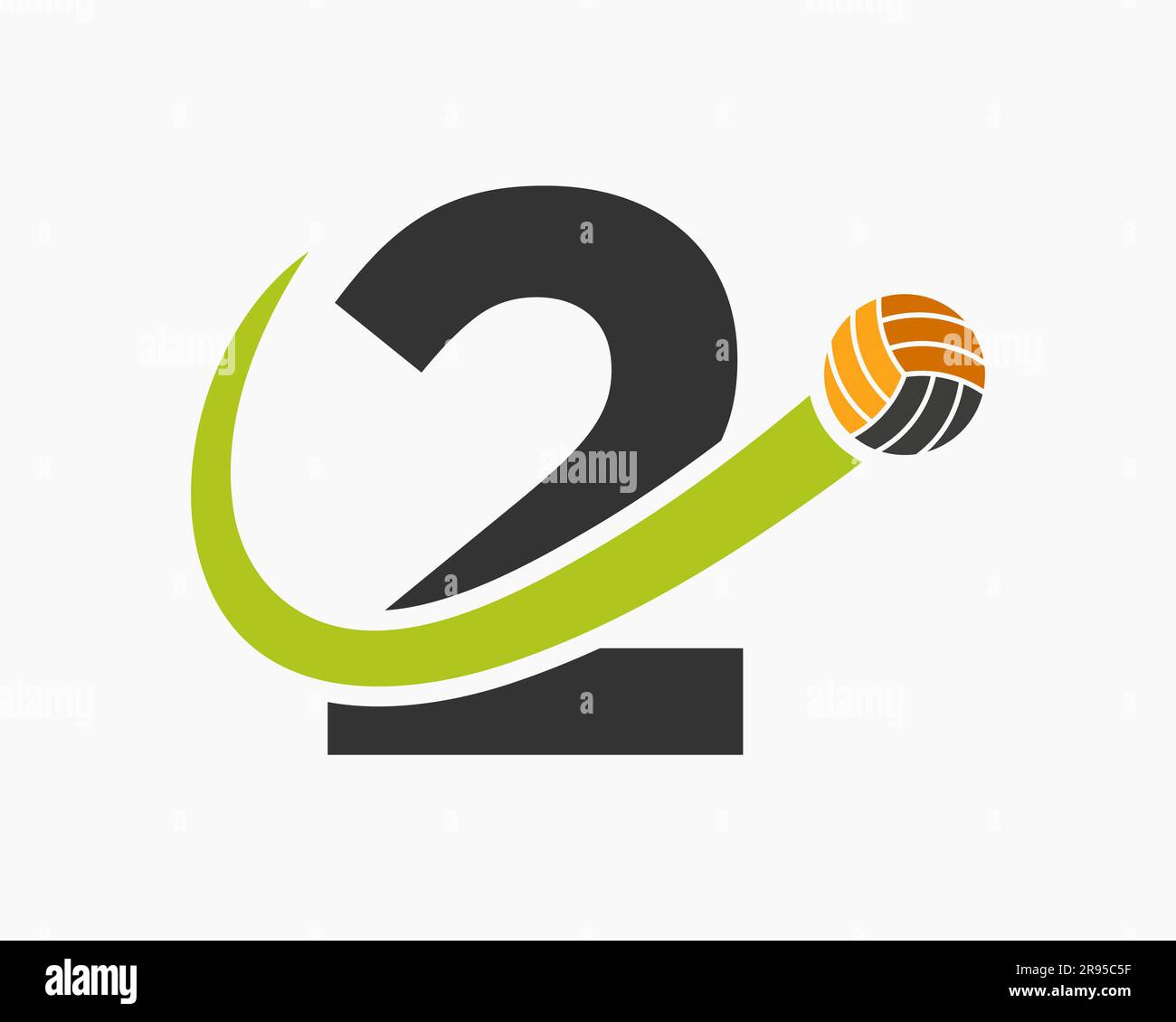 Letter 2 Volleyball Logo Concept With Moving Volley Ball Icon ...