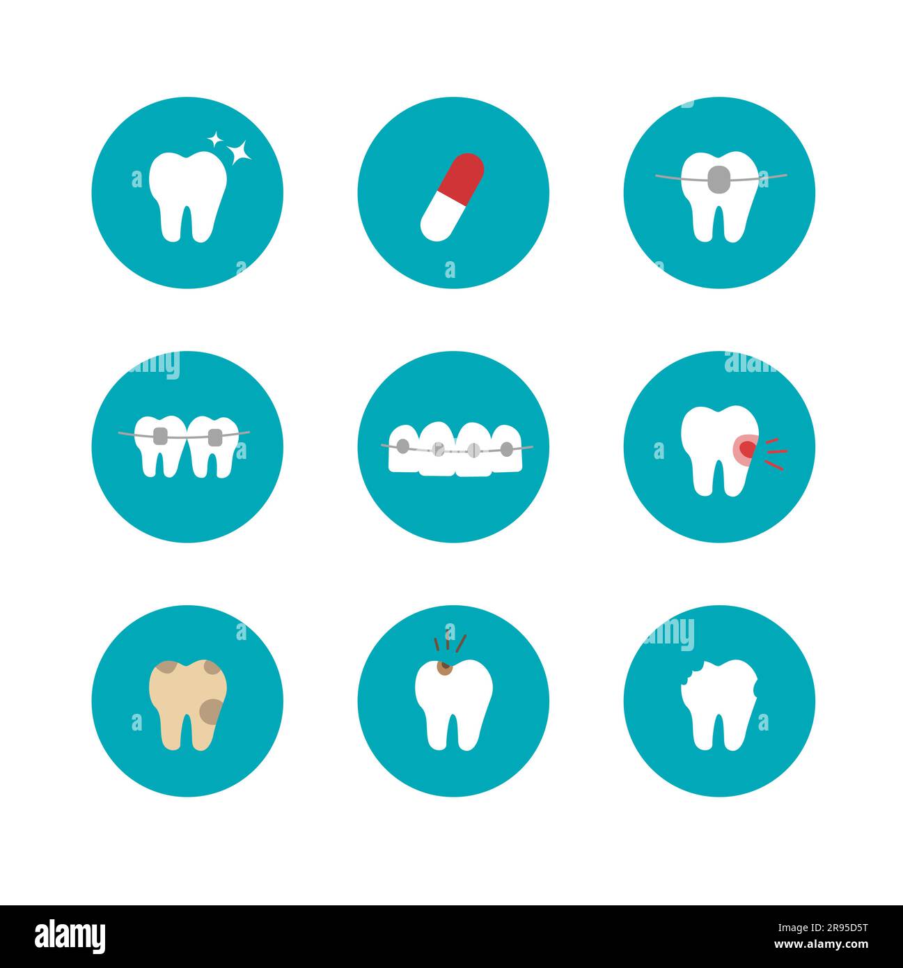 Tooth, teeth circle icons on white background. Vector illustration ...