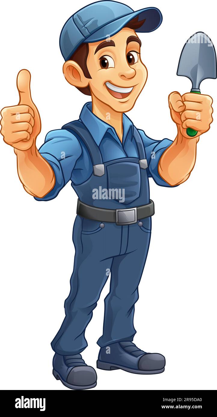 Farmer shovel standing cartoon Stock Vector Images - Alamy