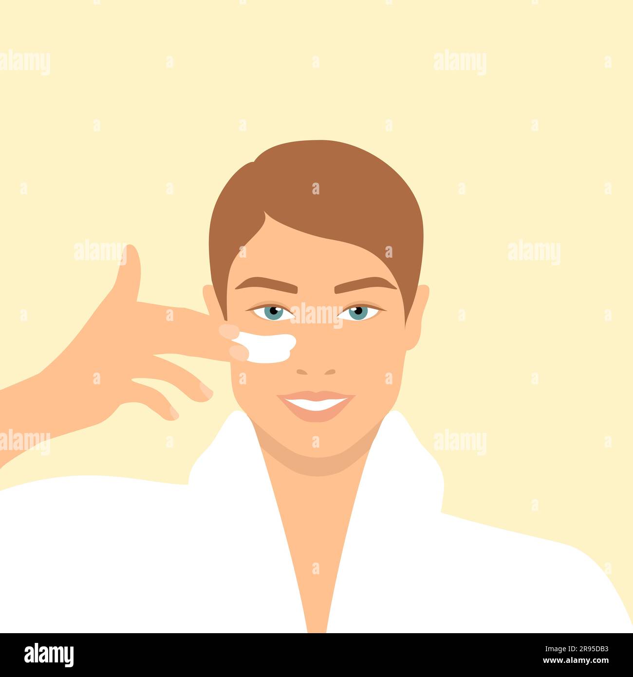 Smiling man applying cream Stock Vector Images - Alamy