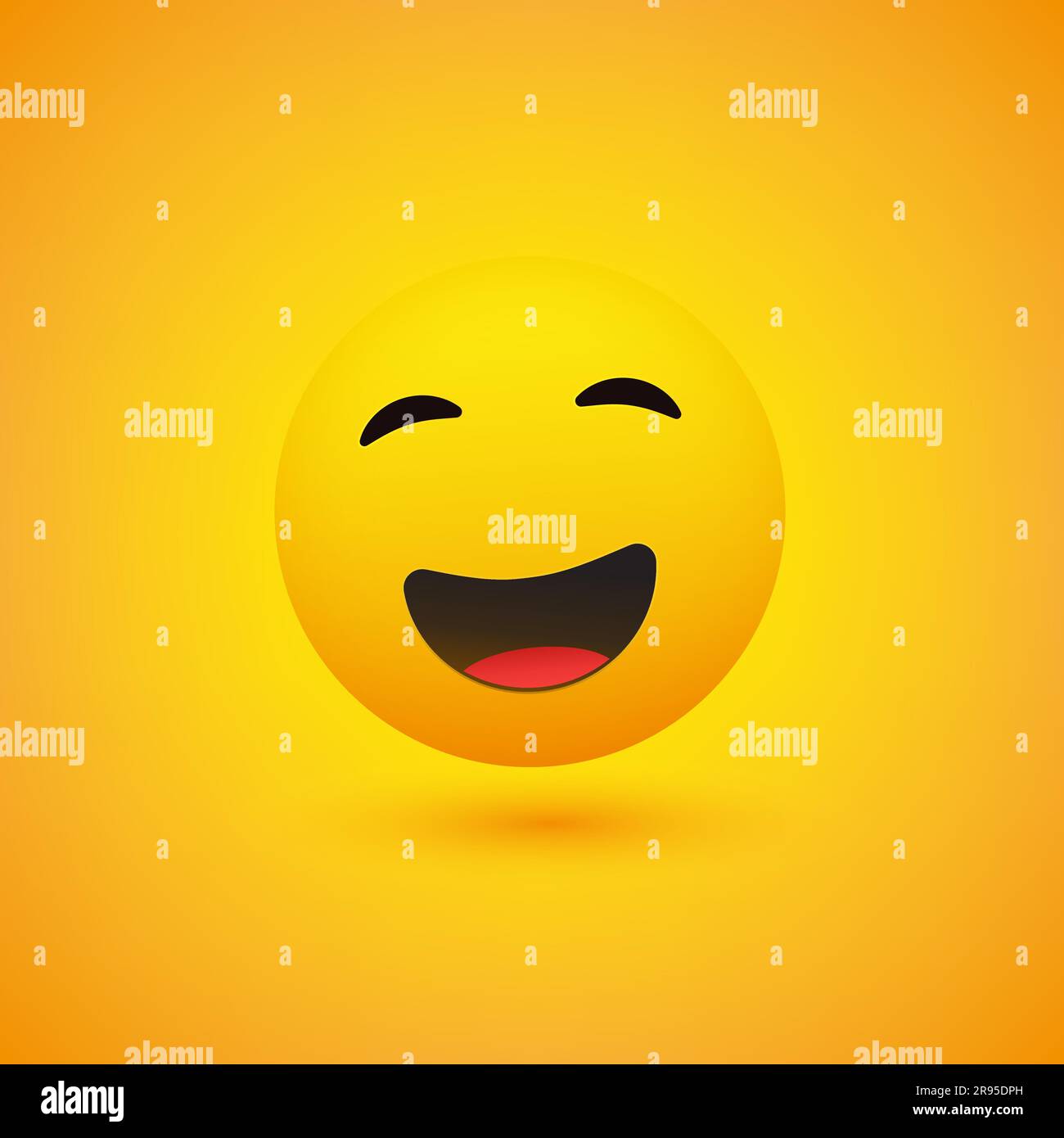 Smiling Emoji - Simple Happy Emoticon on Yellow Background - Vector ...