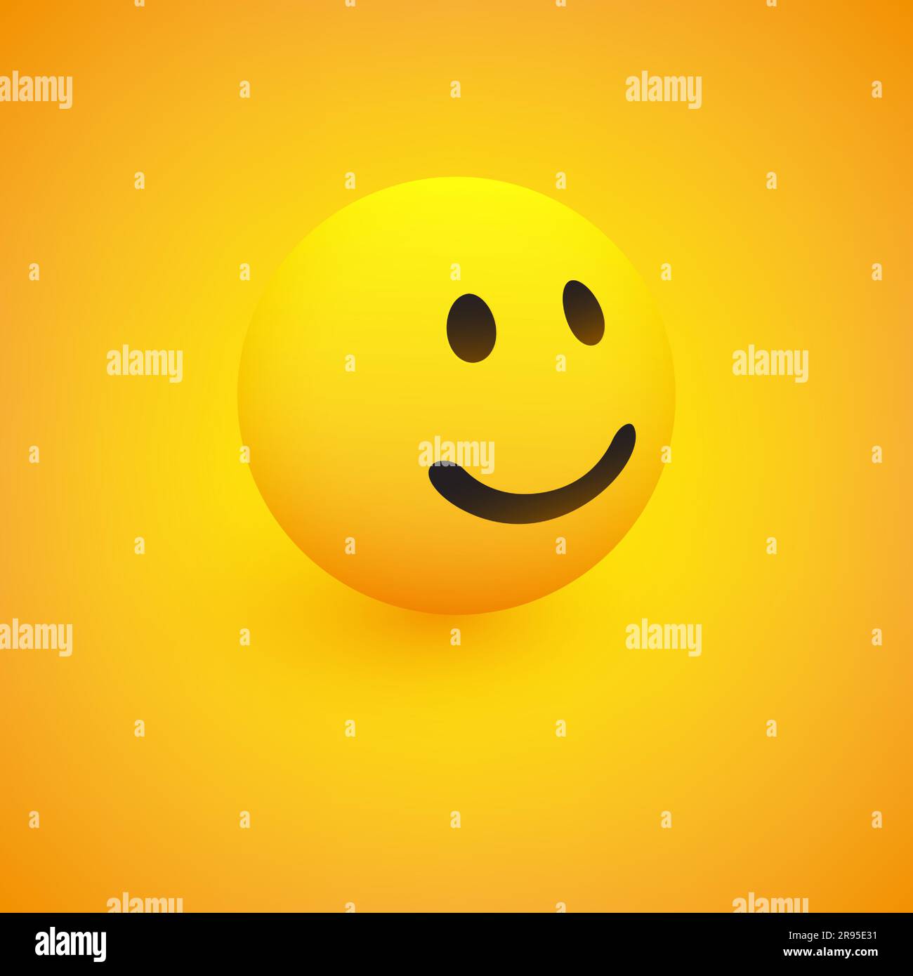 3D Smiling Face, View from Side - Emoticon on Yellow Background, Vector ...