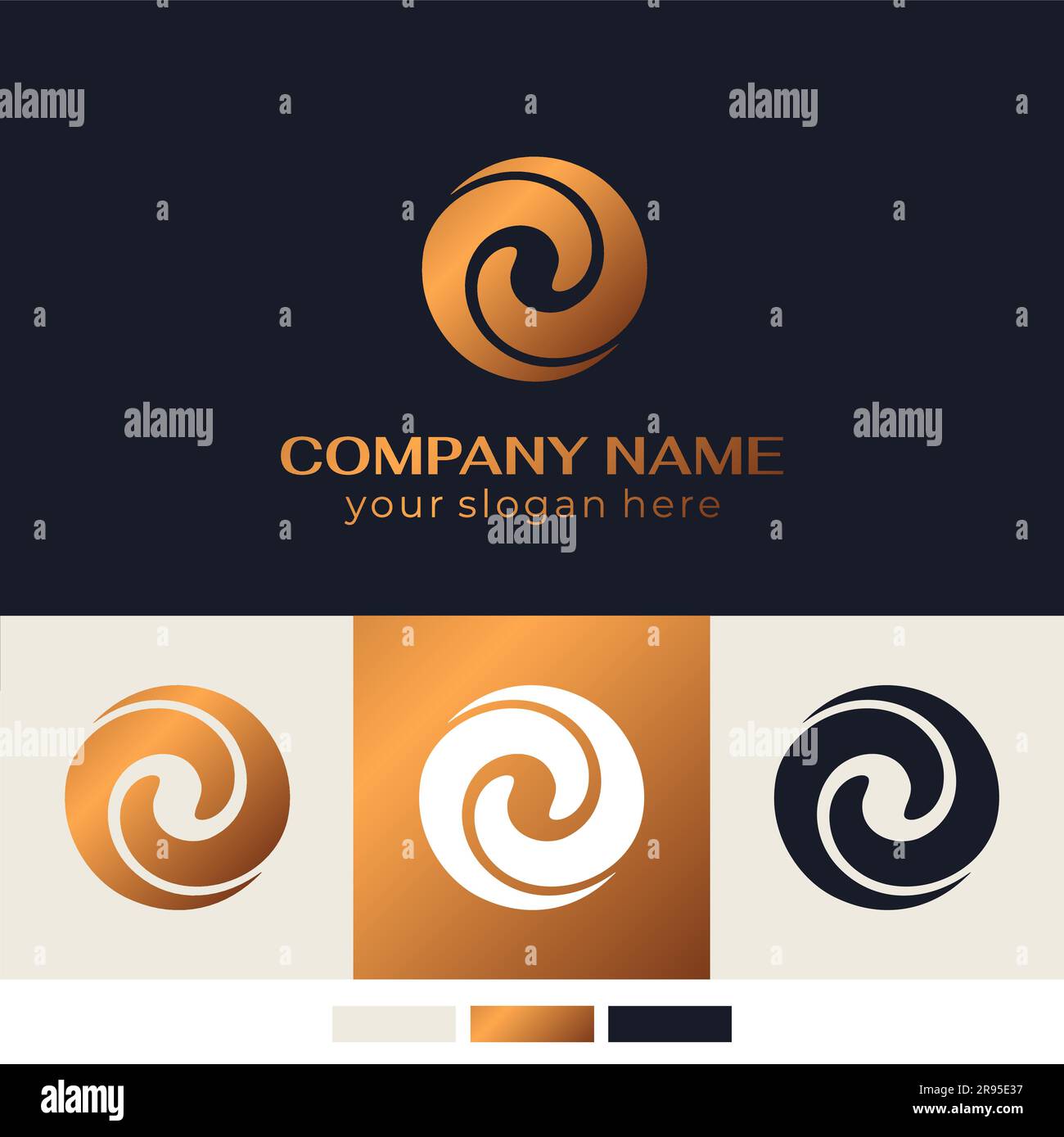 Logo spiral abstract 2 double partnership icon. Curly elegant waves ...