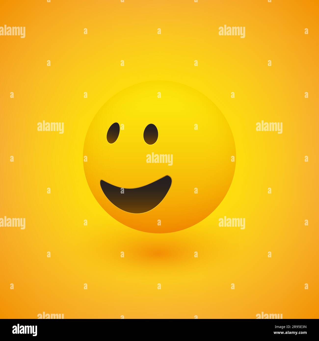 3D Smiling Face, View from Side - Emoticon on Yellow Background, Vector ...