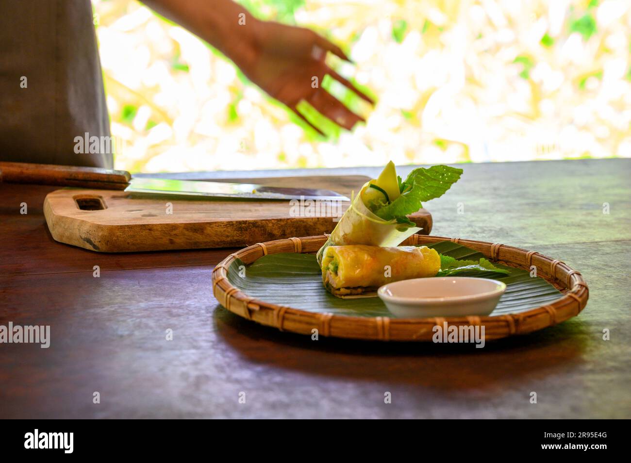 Authentic Vietnamese Hoi An pancakes freshly made at the Red Bridge ...