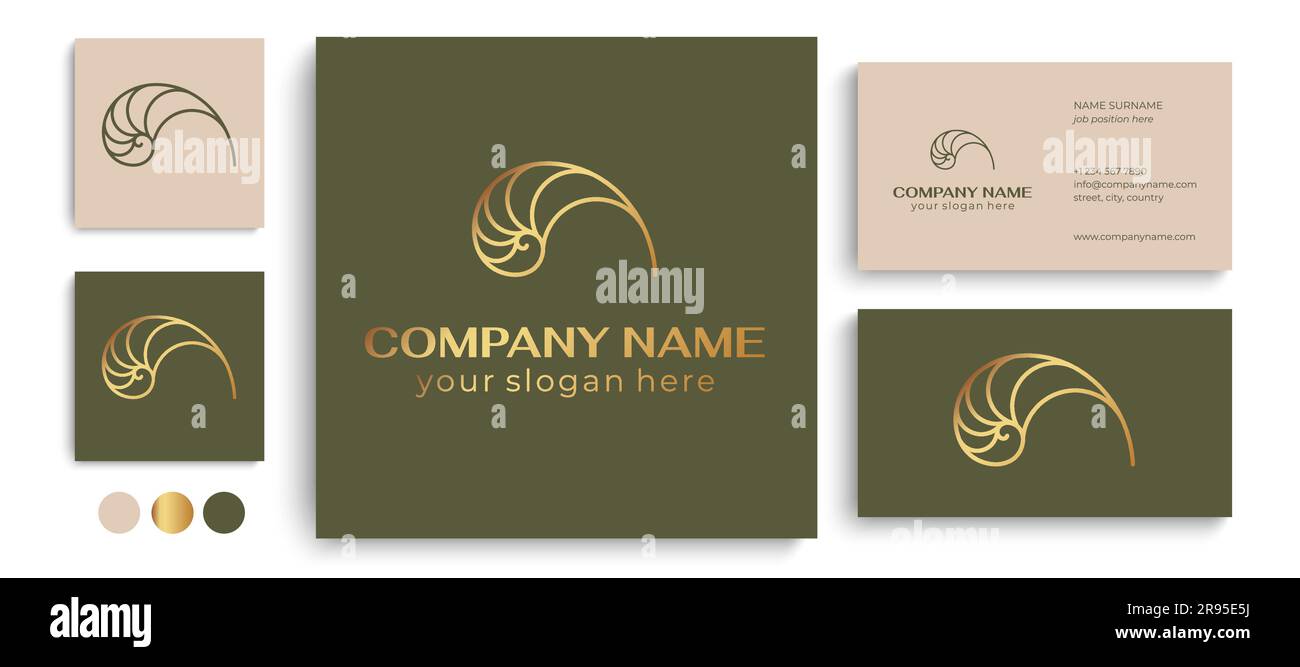 Shell logo. Modern seashell, naulilus. Elegant linear logo. Template to ...