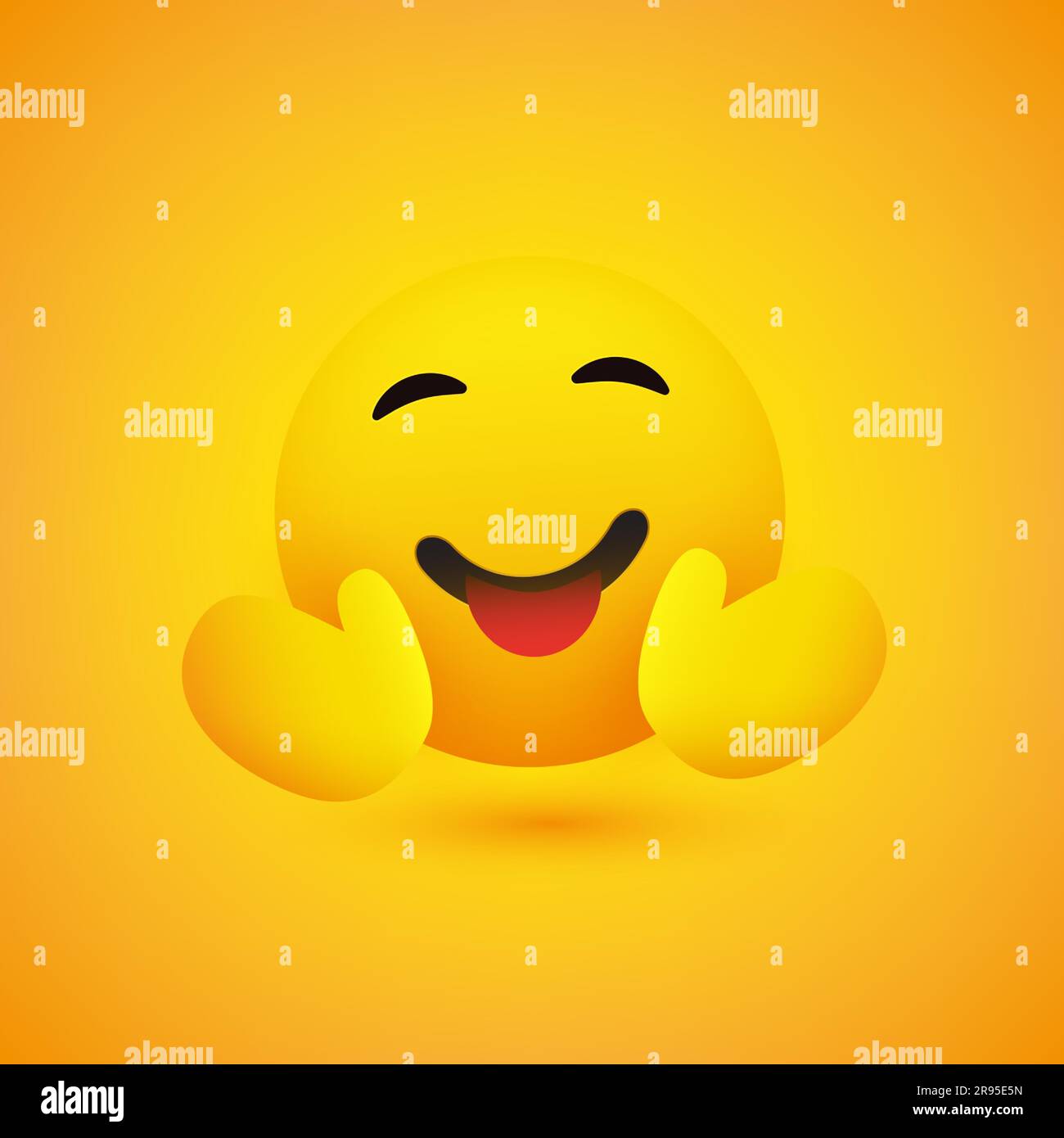 Hugging Face - Emoticon on Yellow Background - Vector Design Stock ...