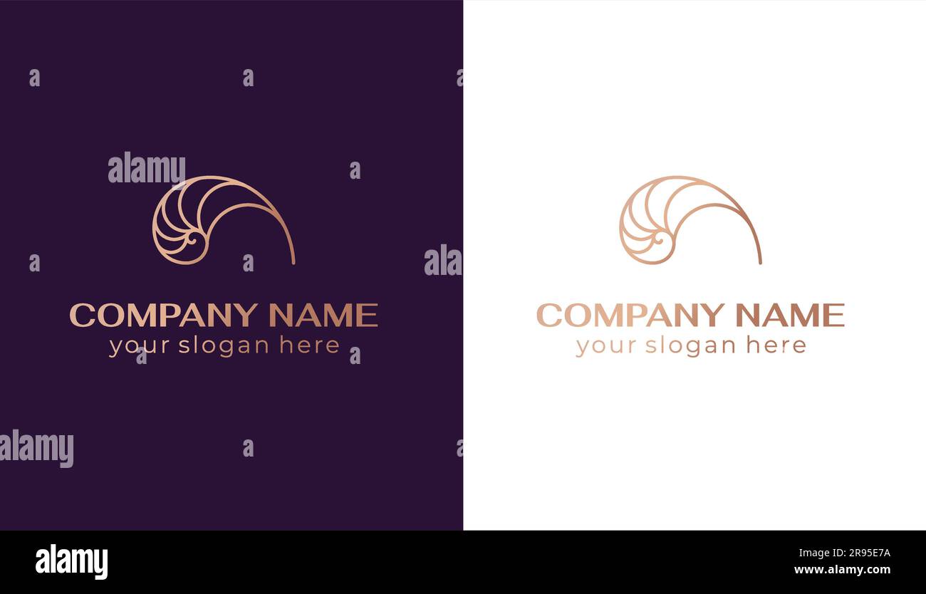 Shell logo. Modern seashell, naulilus. Elegant linear logo. Template to ...