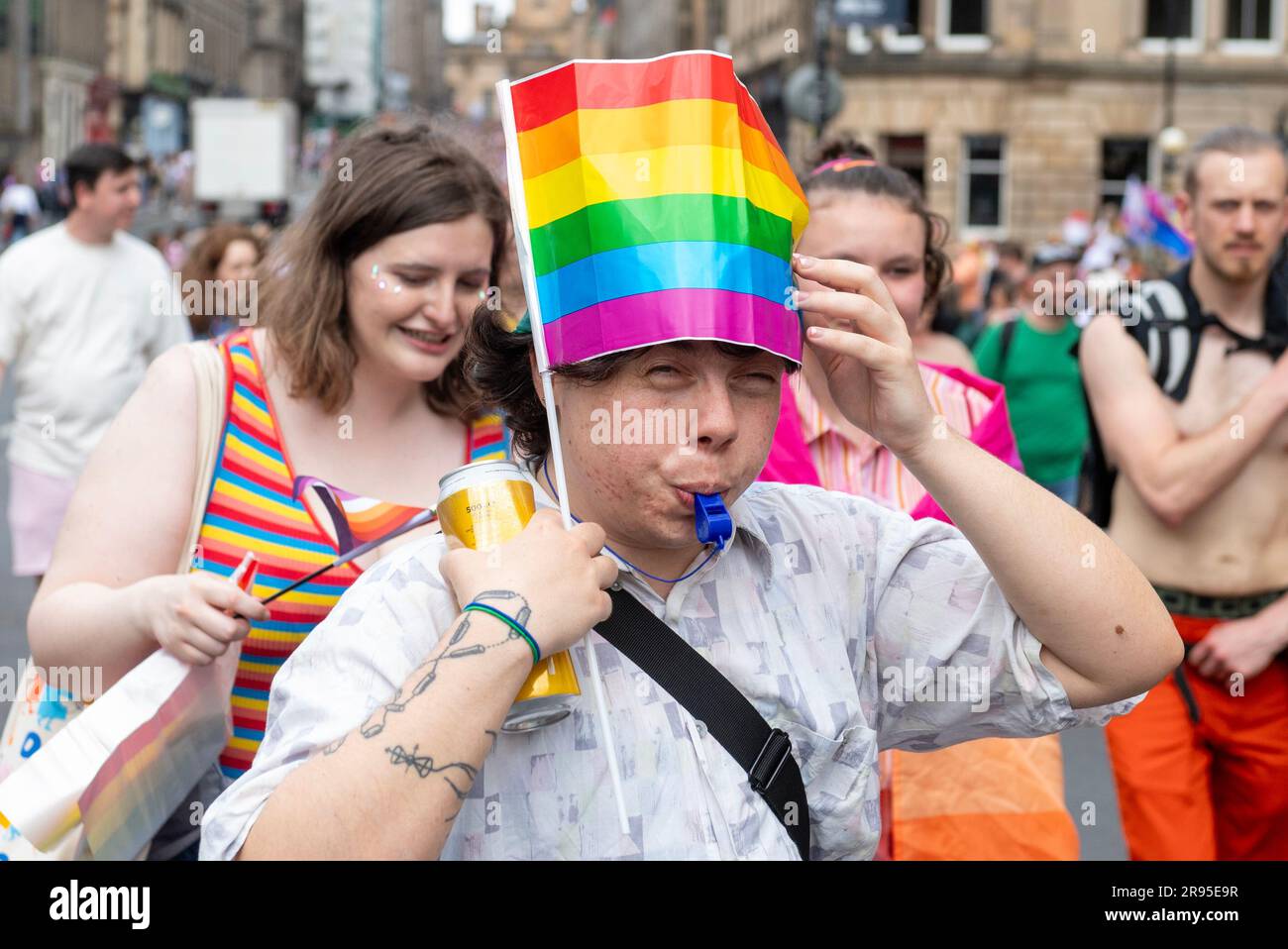 People take part in the Pride Edinburgh 2023 parade through Edinburgh city centre. Picture date ...