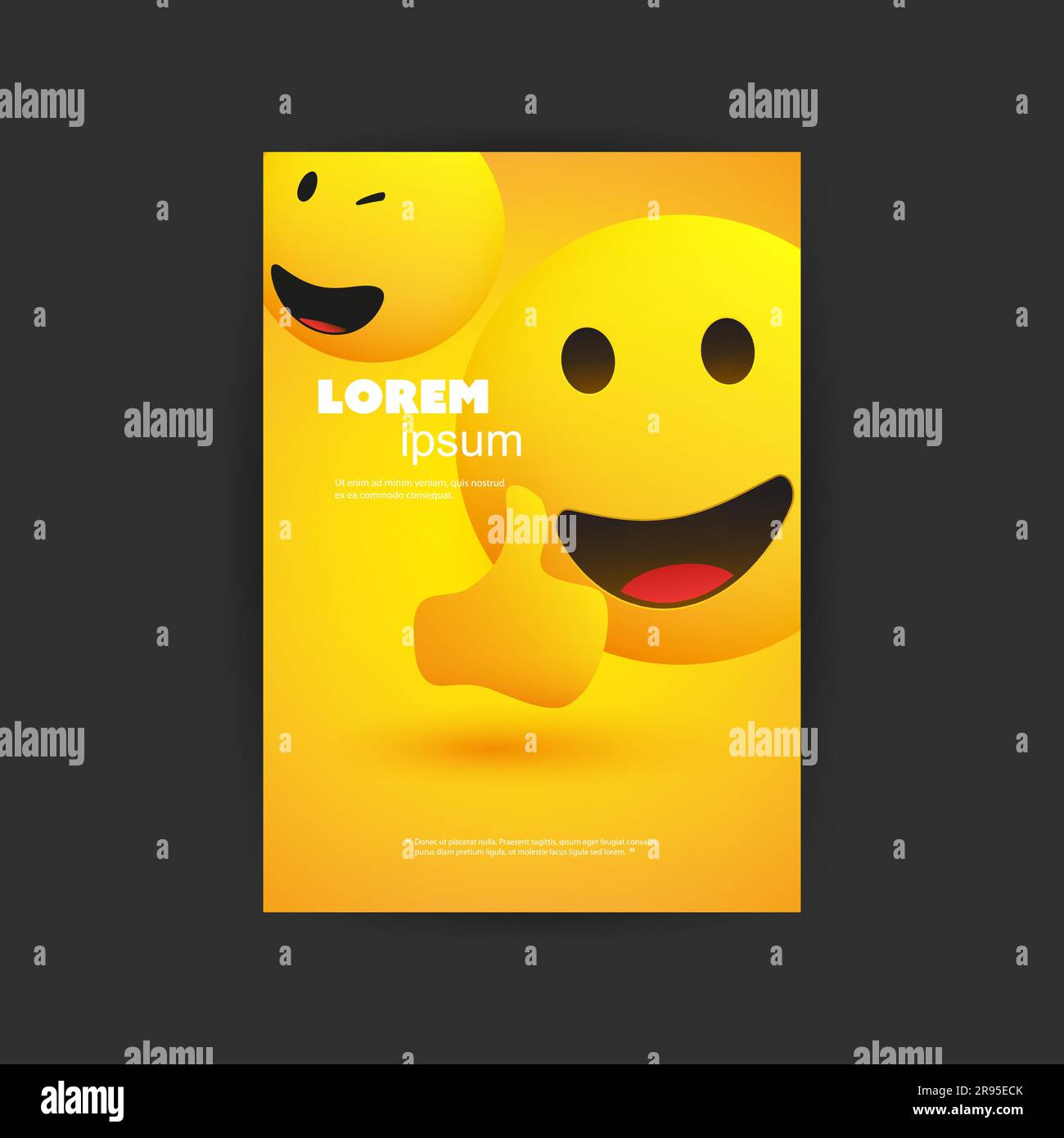 Flyer, Cover, Card or Banner Design with Smiling, Simple Happy Emoticon ...